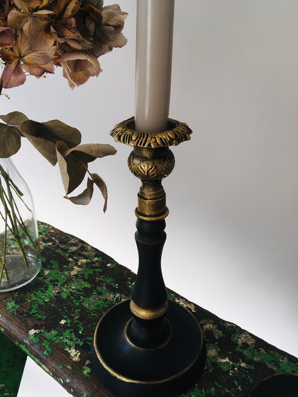 Pair of Antique Wooden Candle Holders - Etsy