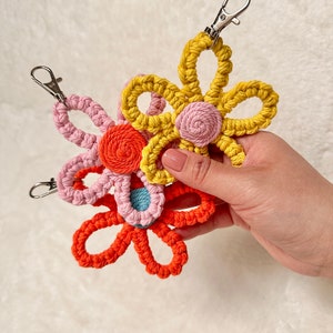 Blossom Keychain | Macrame Flower Keychain | Floral Charm | Gift Idea ...