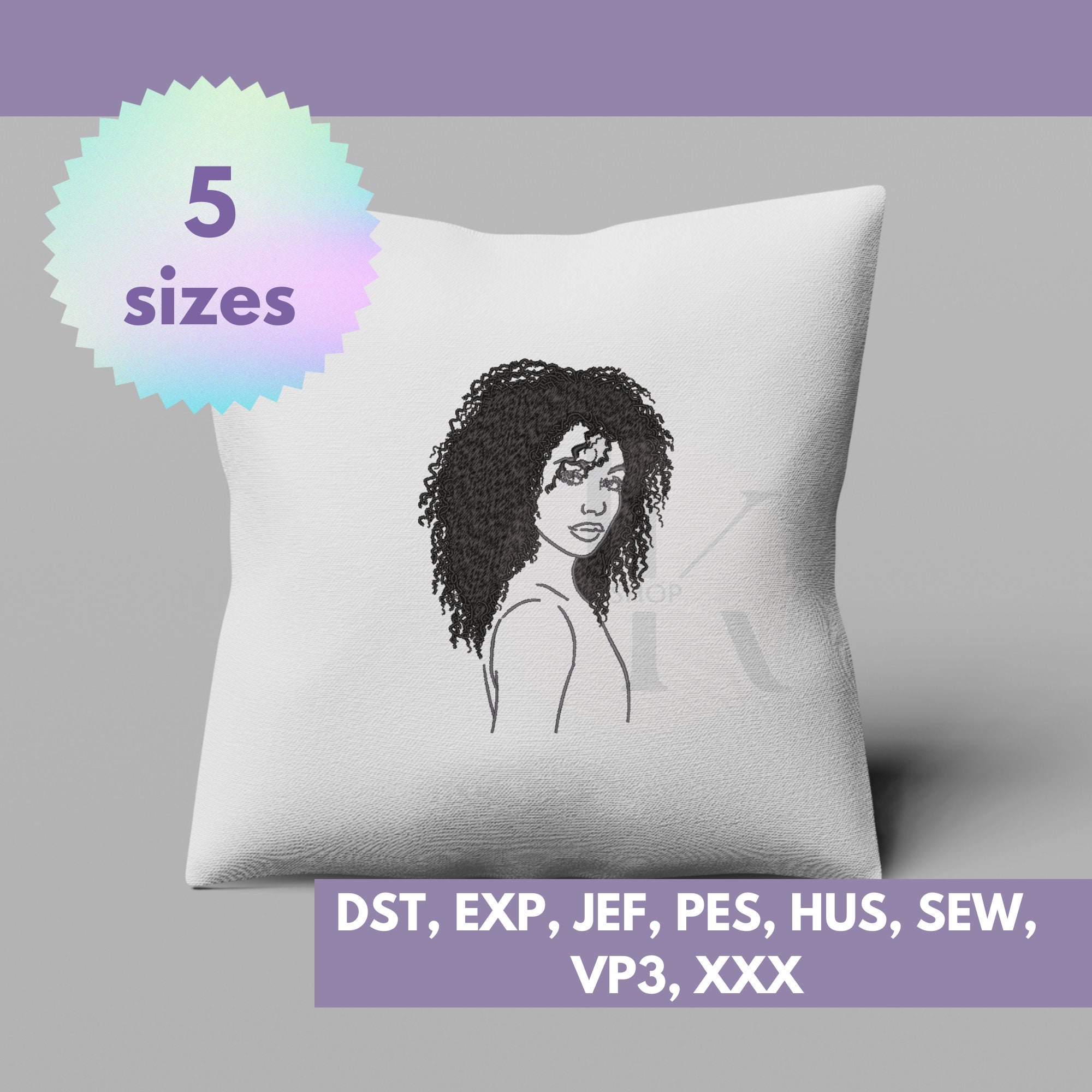 Afro Black Woman Machine Embroidery Design African American Nubian ...