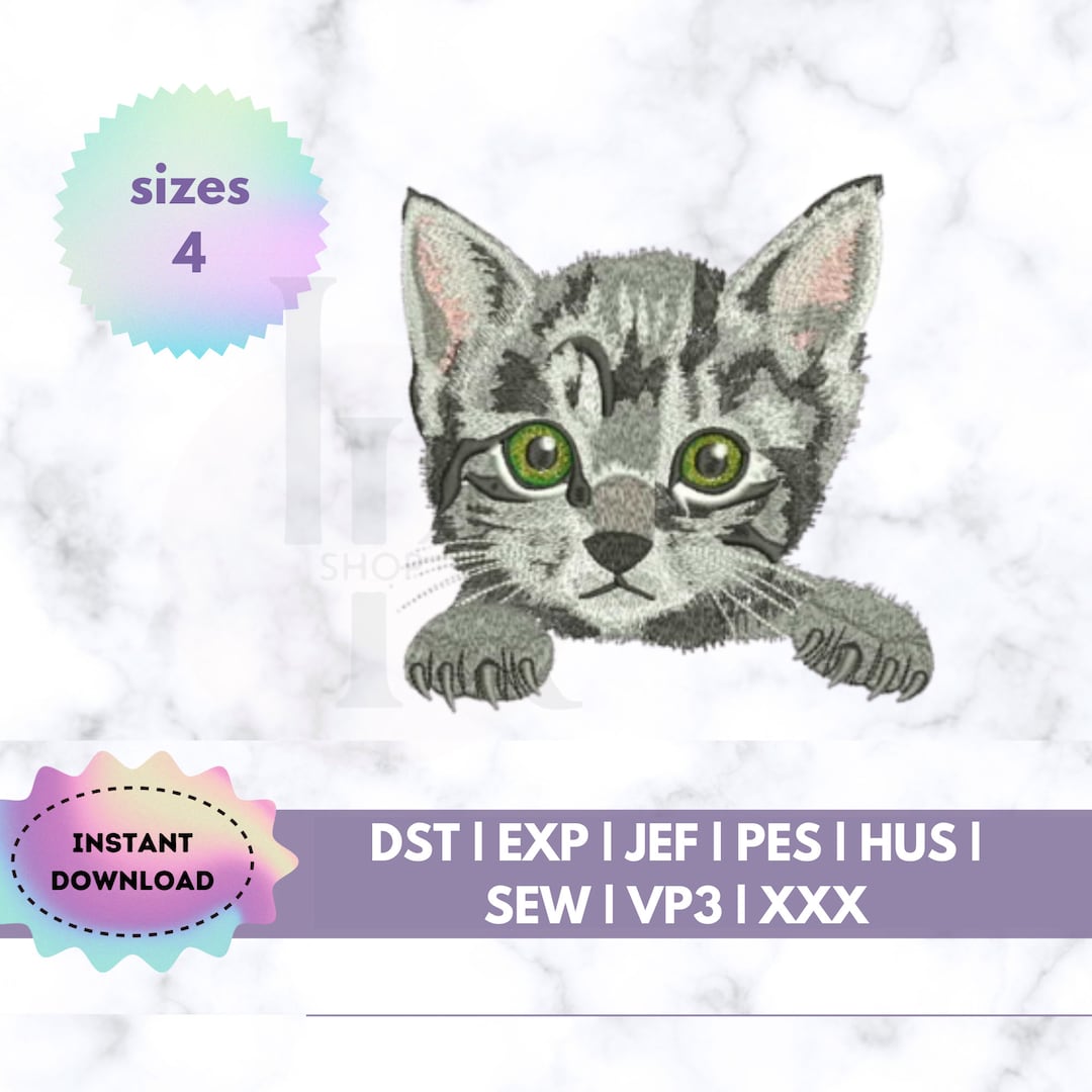Kitten Machine Embroidery Design Cat Embroidery Pattern Gift for Cat ...