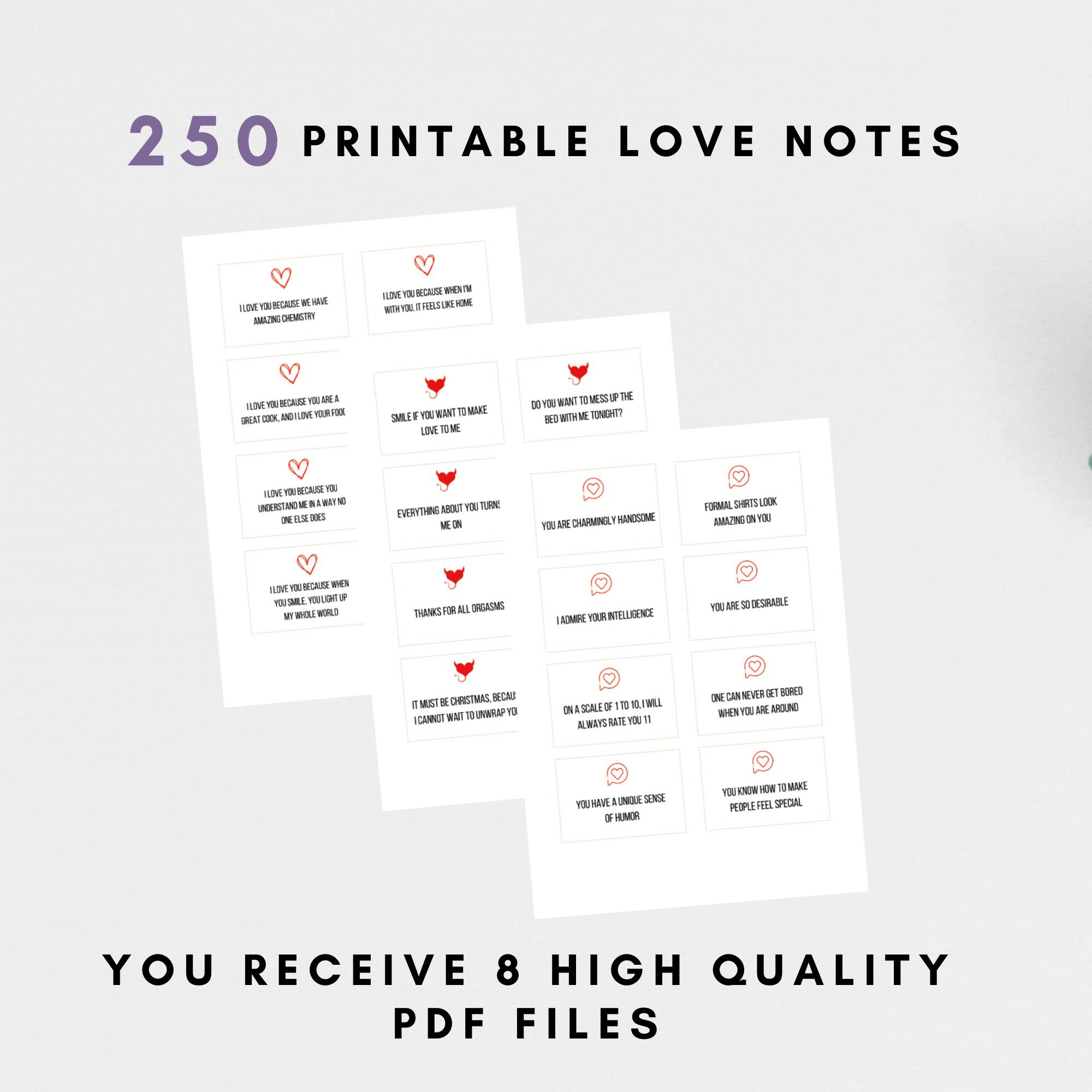 Love Notes Printable Love Note Cards Mini Love Messages Valentine's Day ...