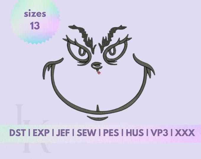 Grinch Face Embroidery Design Grinch Face Machine Embroidery Design ...