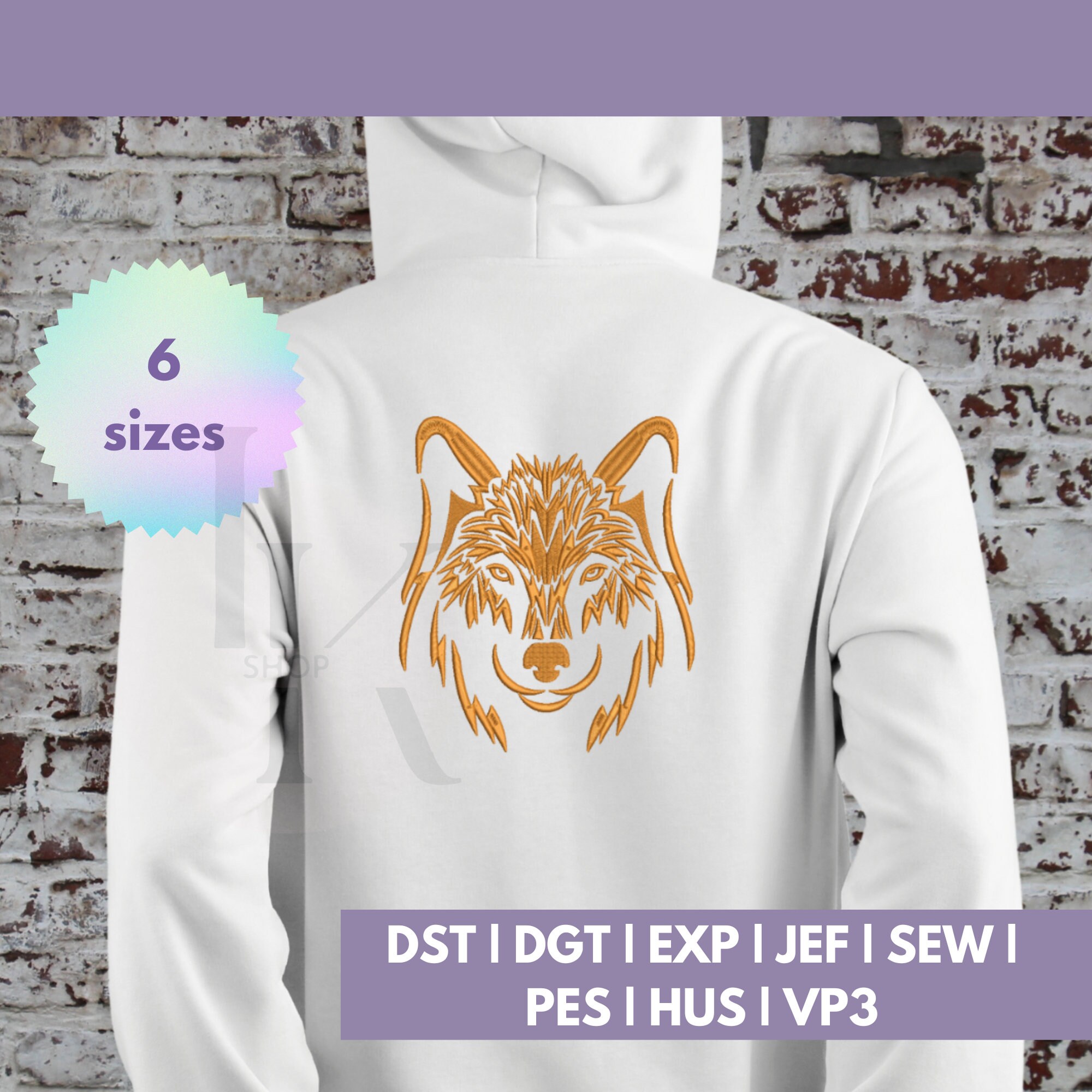 Wolf Face Embroidery Design Wolf Machine Embroidery Pattern Animal Face ...