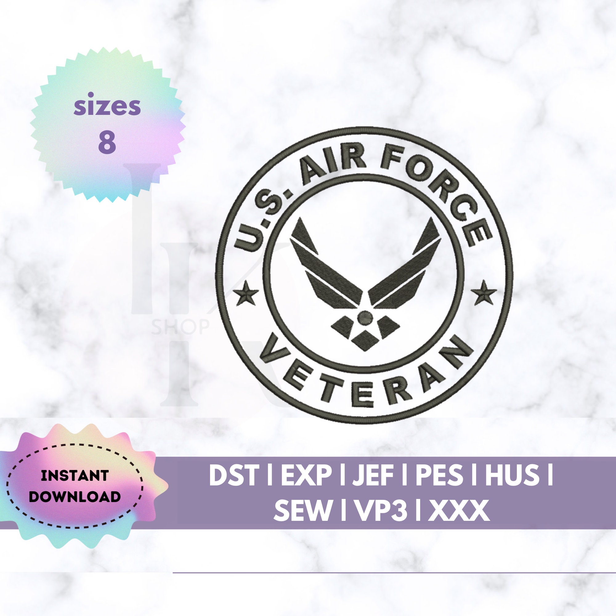 US Airforce Veteran Machine Embroidery Design US Army the United States ...