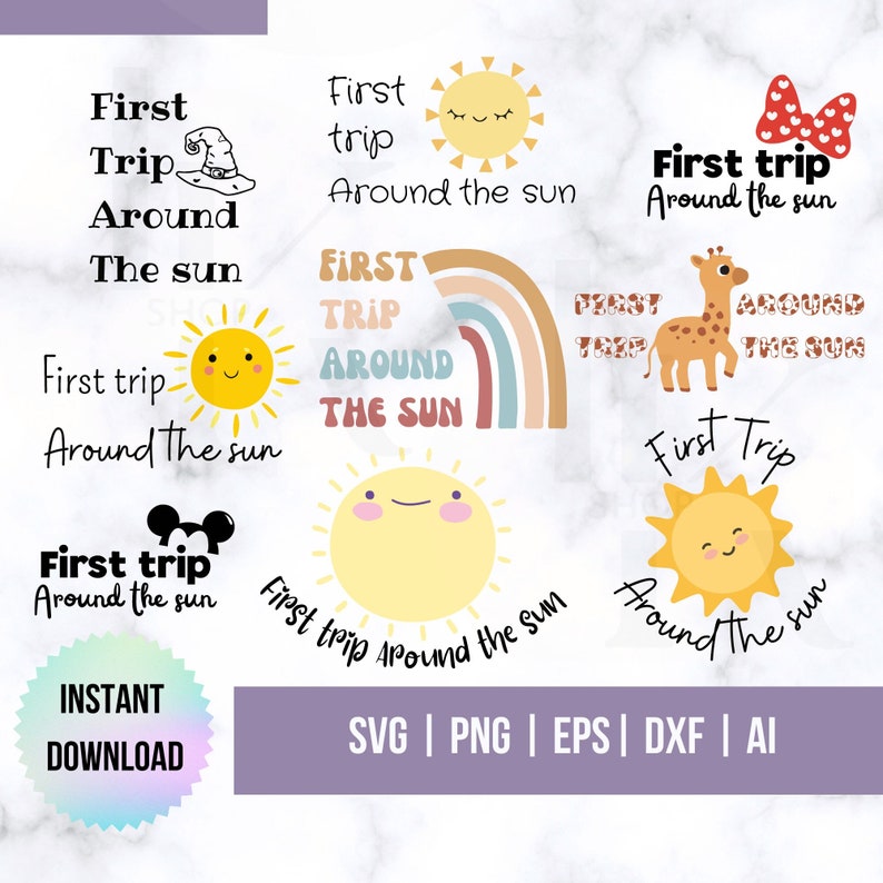 First Trip Around the Sun SVG Bundle | 1st Birthday SVG | First ...