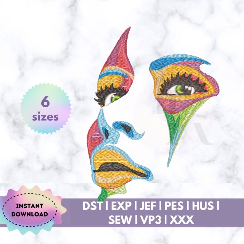 Colorful Woman Face Embroidery Face Machine Embroidery Design Afro ...