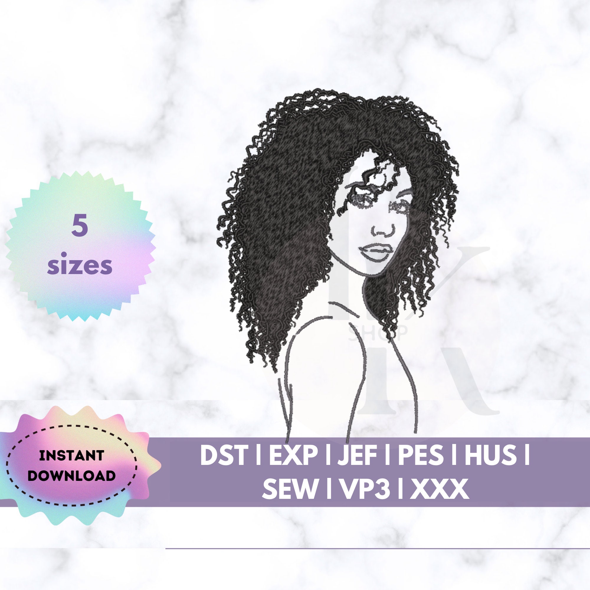 Afro Black Woman Machine Embroidery Design African American Nubian ...