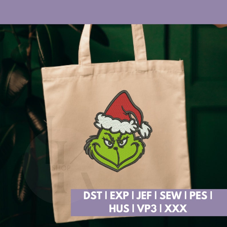 The Grinch Machine Embroidery Design Grinch Face Santa PES Files - Etsy