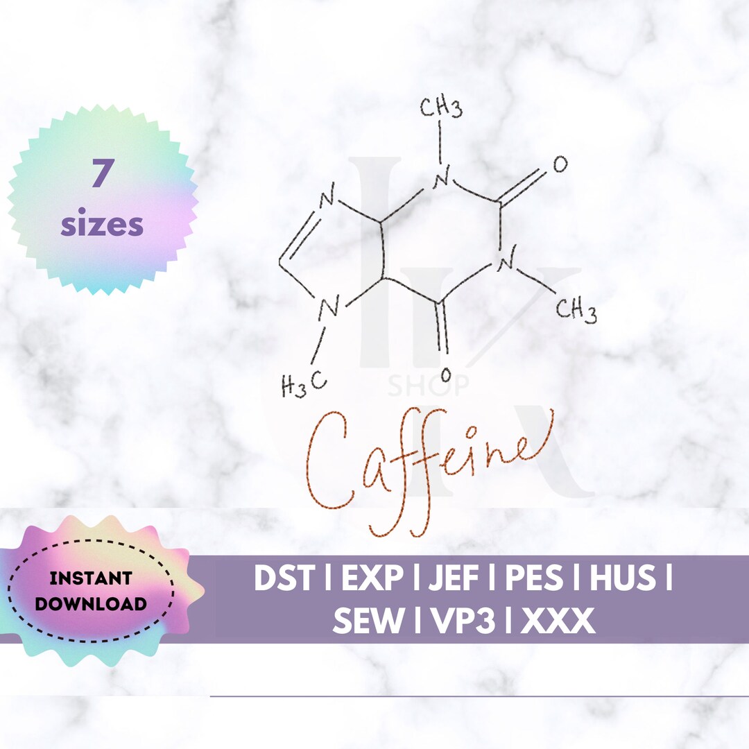 Caffeine Molecule Embroidery Design Coffee Digital File - Etsy