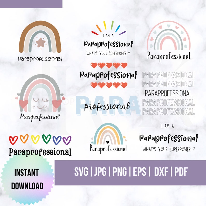 Paraprofessional Bundle SVG Para Svg Teacher Eps Dxf Png Files for ...