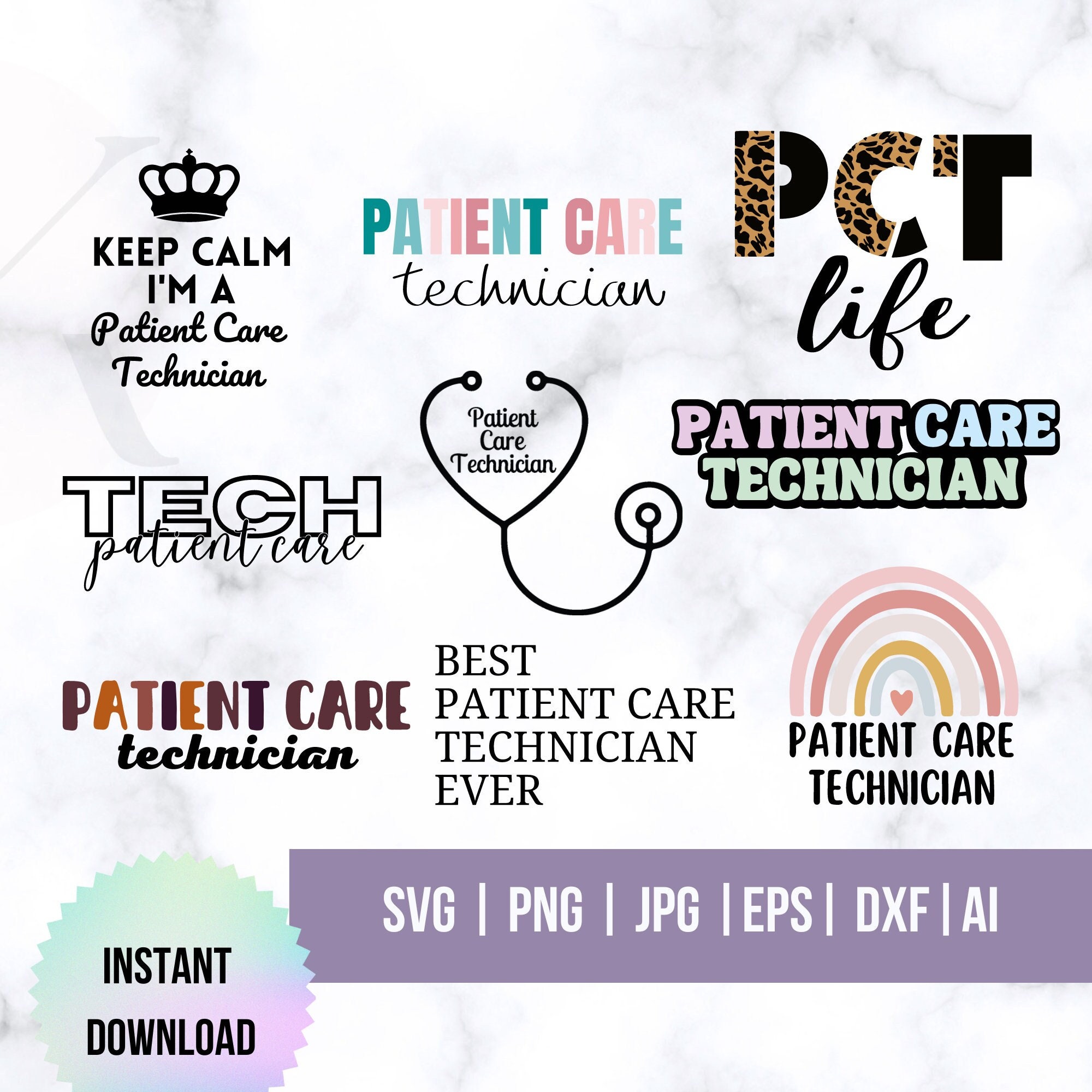 Patient Care Technician Svg Bundle, Patient Care Tech Svg, PCT Svg ...
