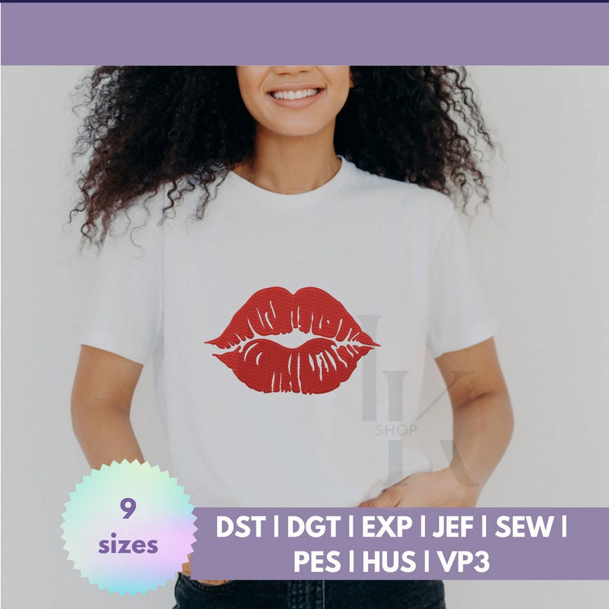 Lip Embroidery Designs, Lips Embroidery Bundle, Machine Embroidery ...