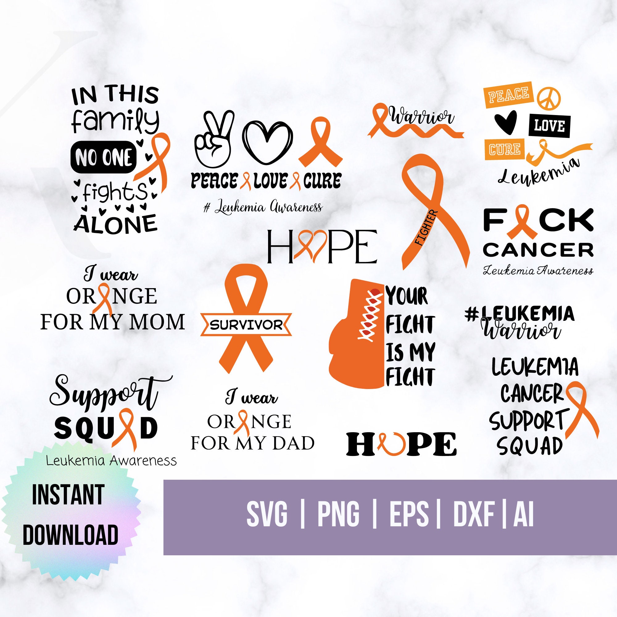 Leukemia Awareness SVG, Leukemia Ribbon Svg, Orange Ribbon Svg ...
