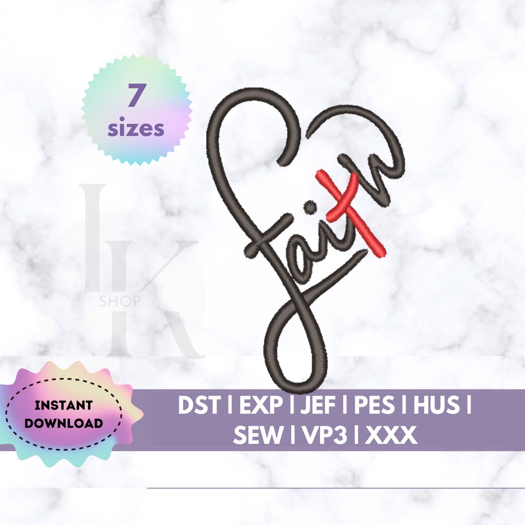 Faith Heart Machine Embroidery Design Christian Embroidery Religious ...