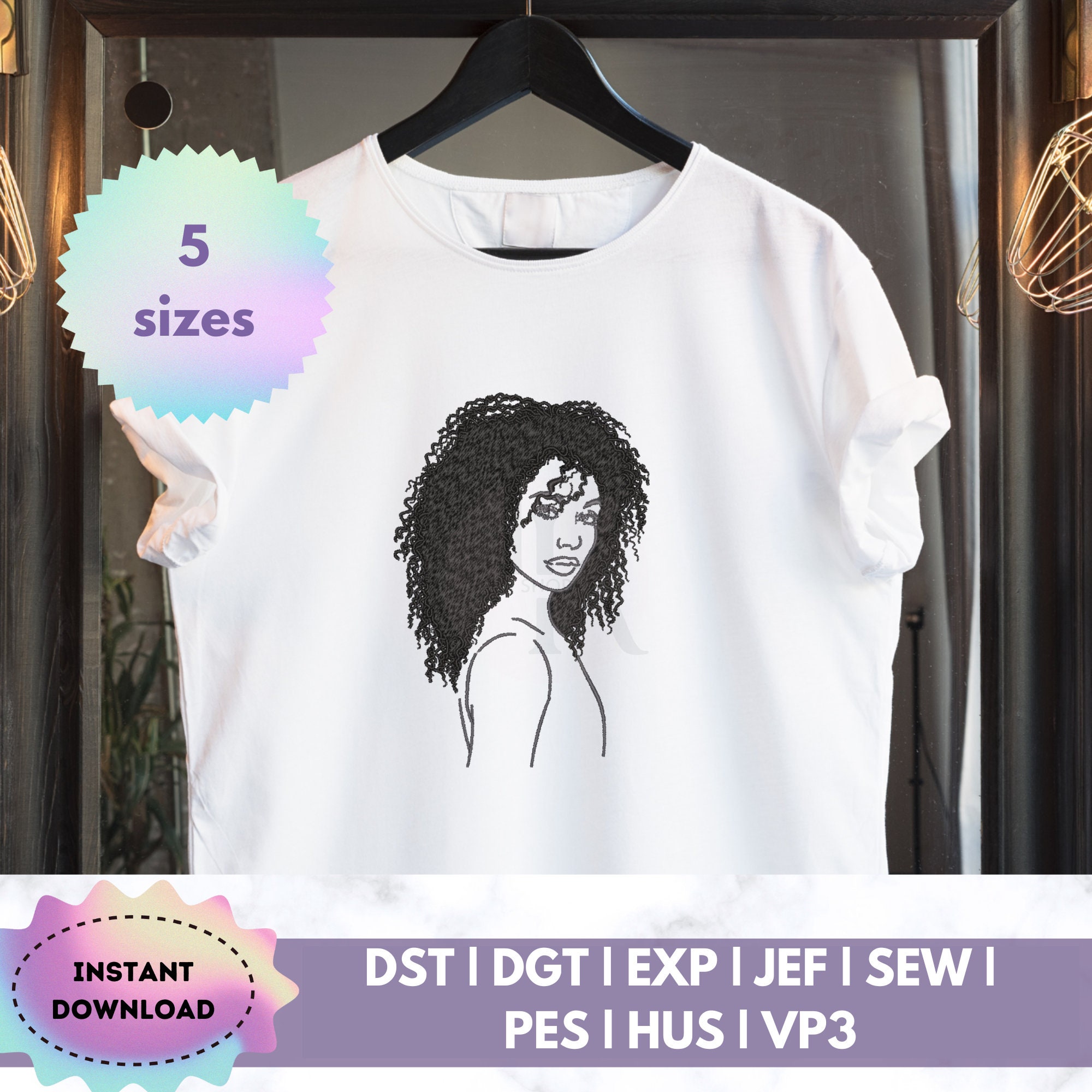 Afro Black Woman Machine Embroidery Design African American Nubian ...