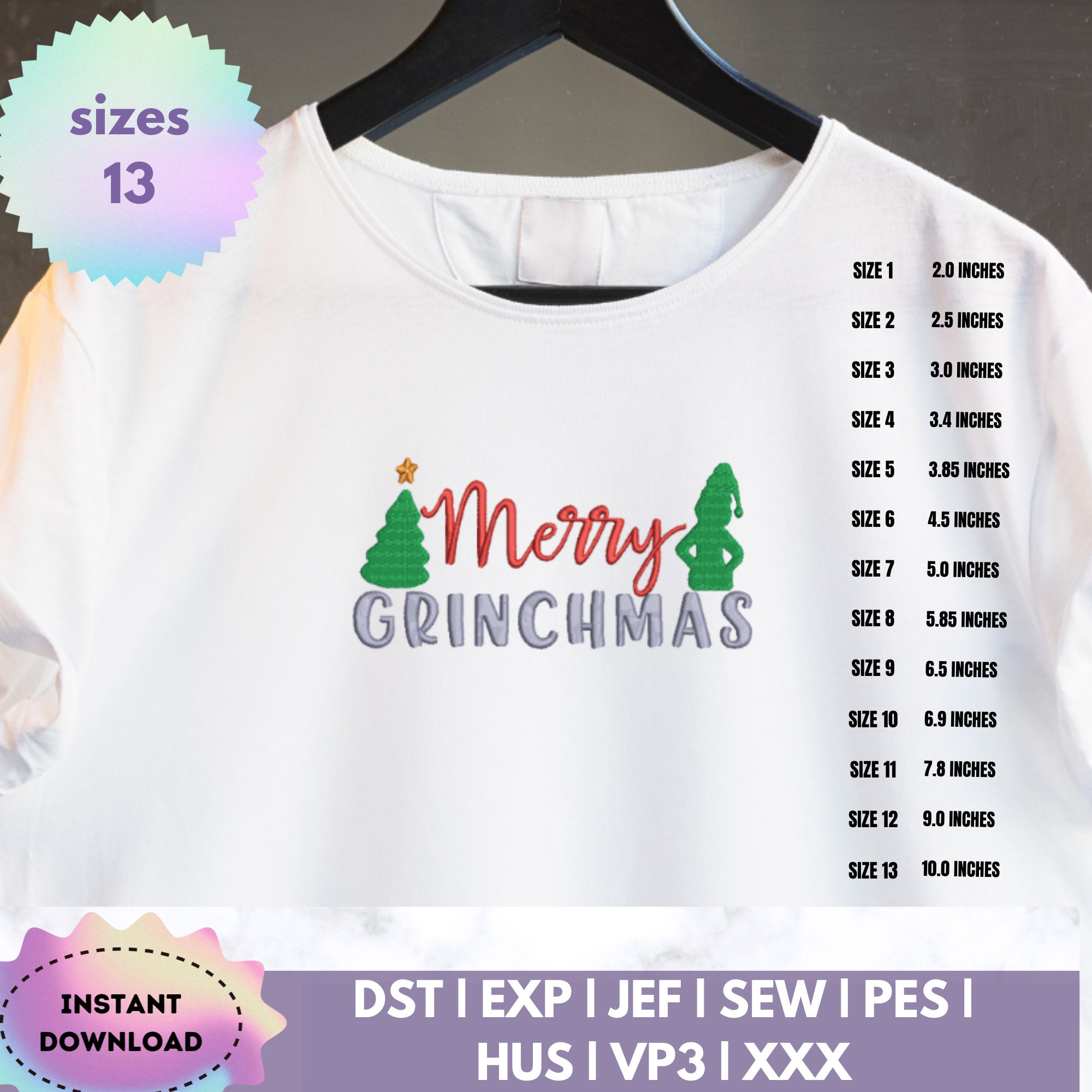 Merry Grinchmas Embroidery Design Grinch PES Files - Etsy