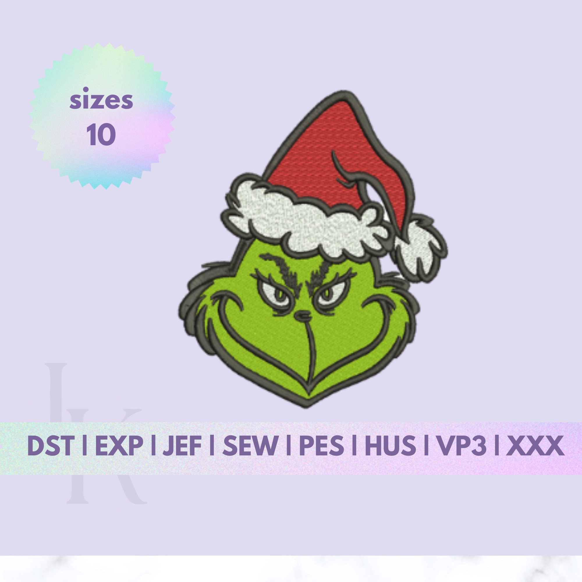 The Grinch Machine Embroidery Design Grinch Face Santa PES Files - Etsy