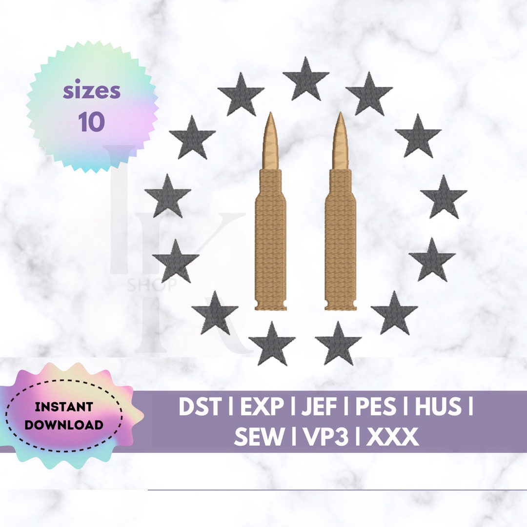 Bullets Design for Embroidery Machine 1776 Stars Instant - Etsy