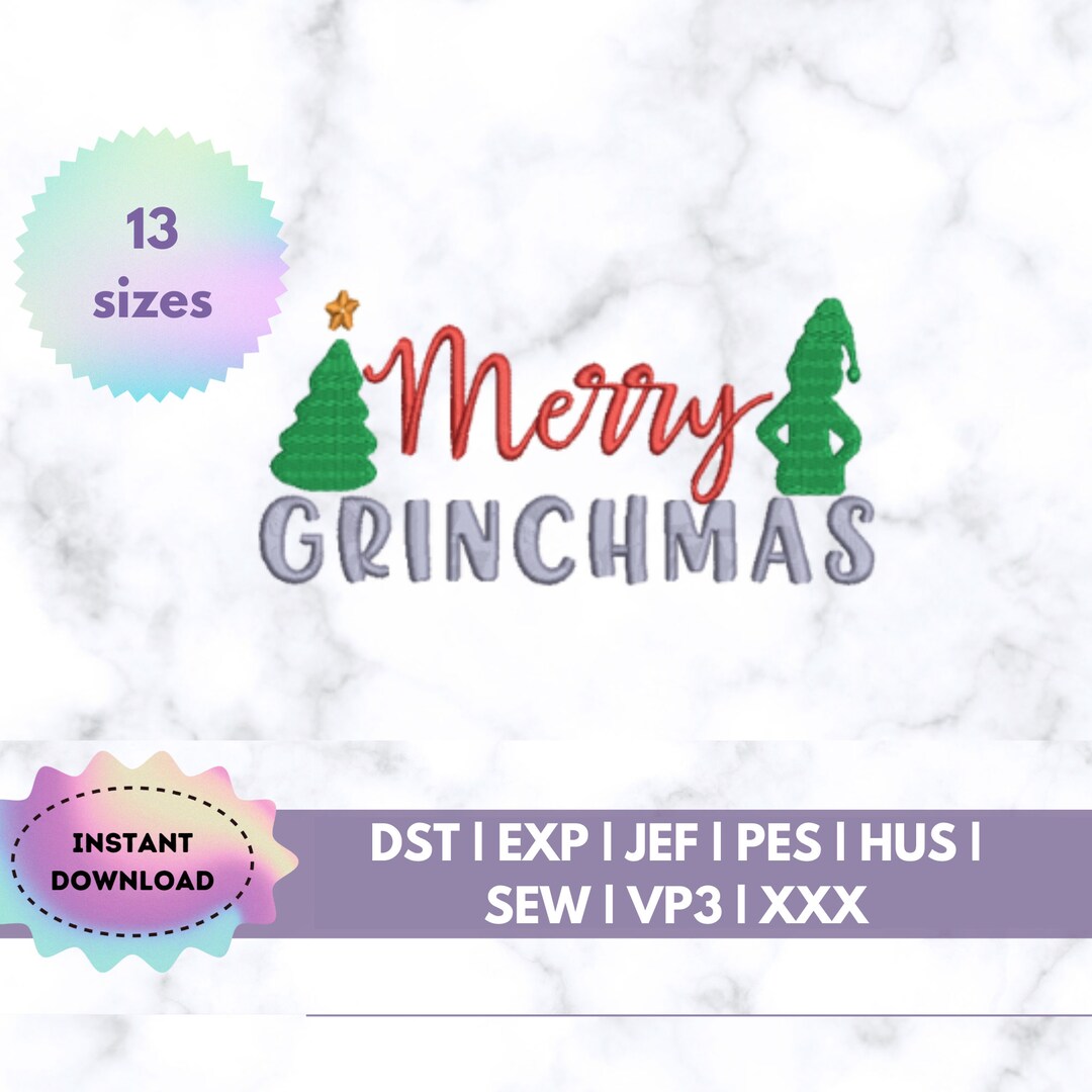 Merry Grinchmas Embroidery Design Grinch PES Files - Etsy