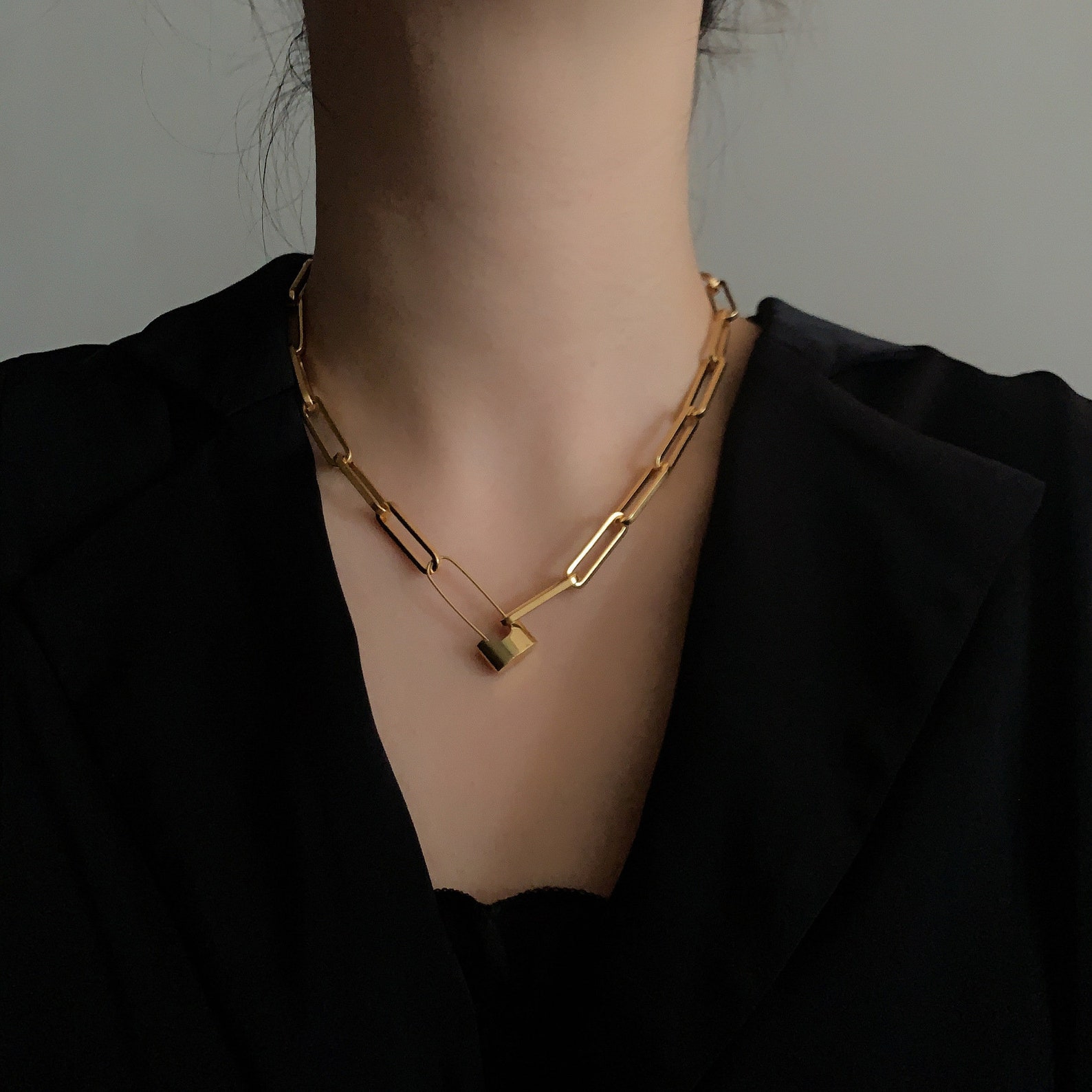 14K Gold-filled Safety Pin Necklace dainty Necklace - Etsy