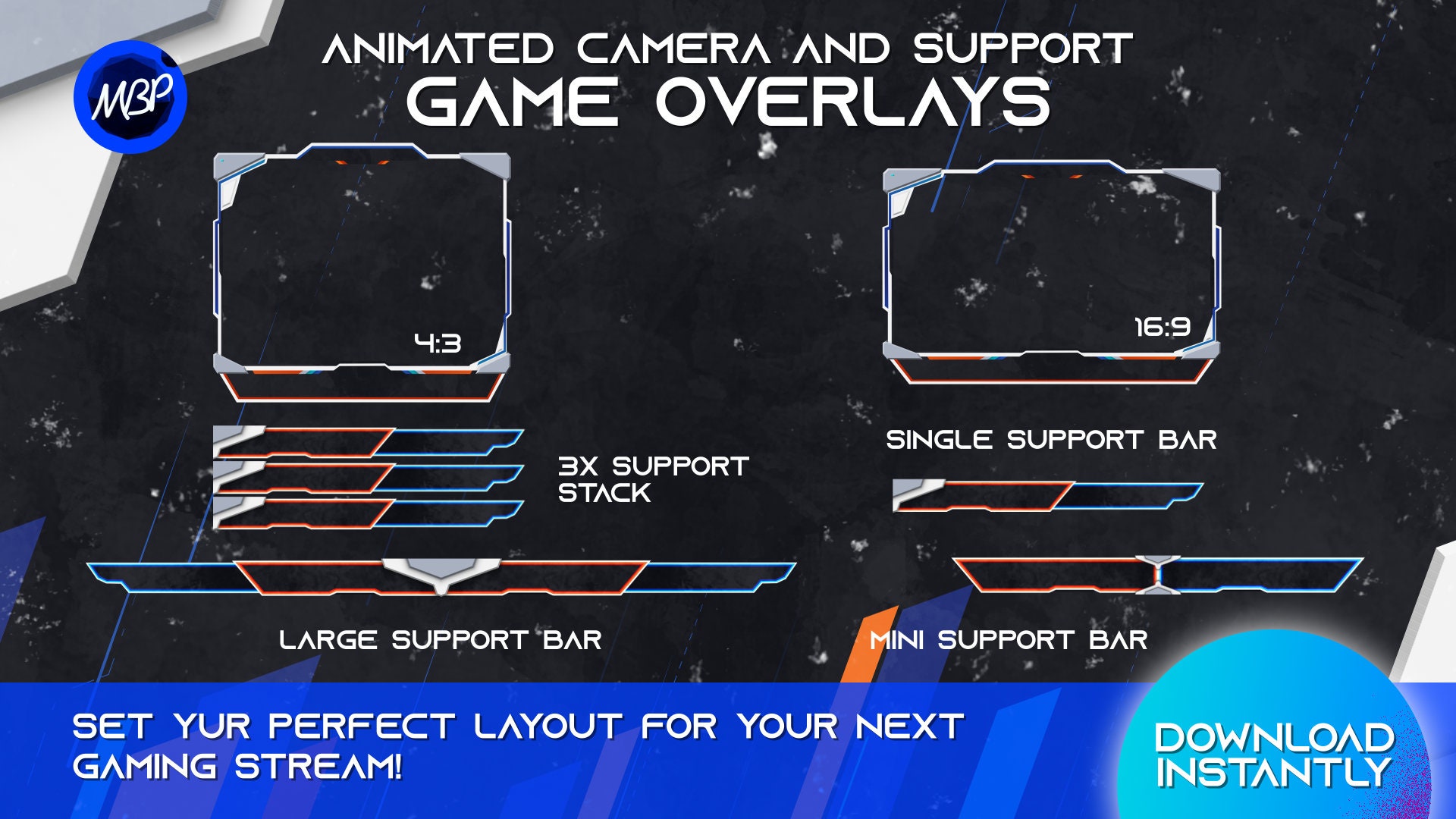 Animated Diagonal Themed Pack for Twitch Animated Twitch Overlays ...
