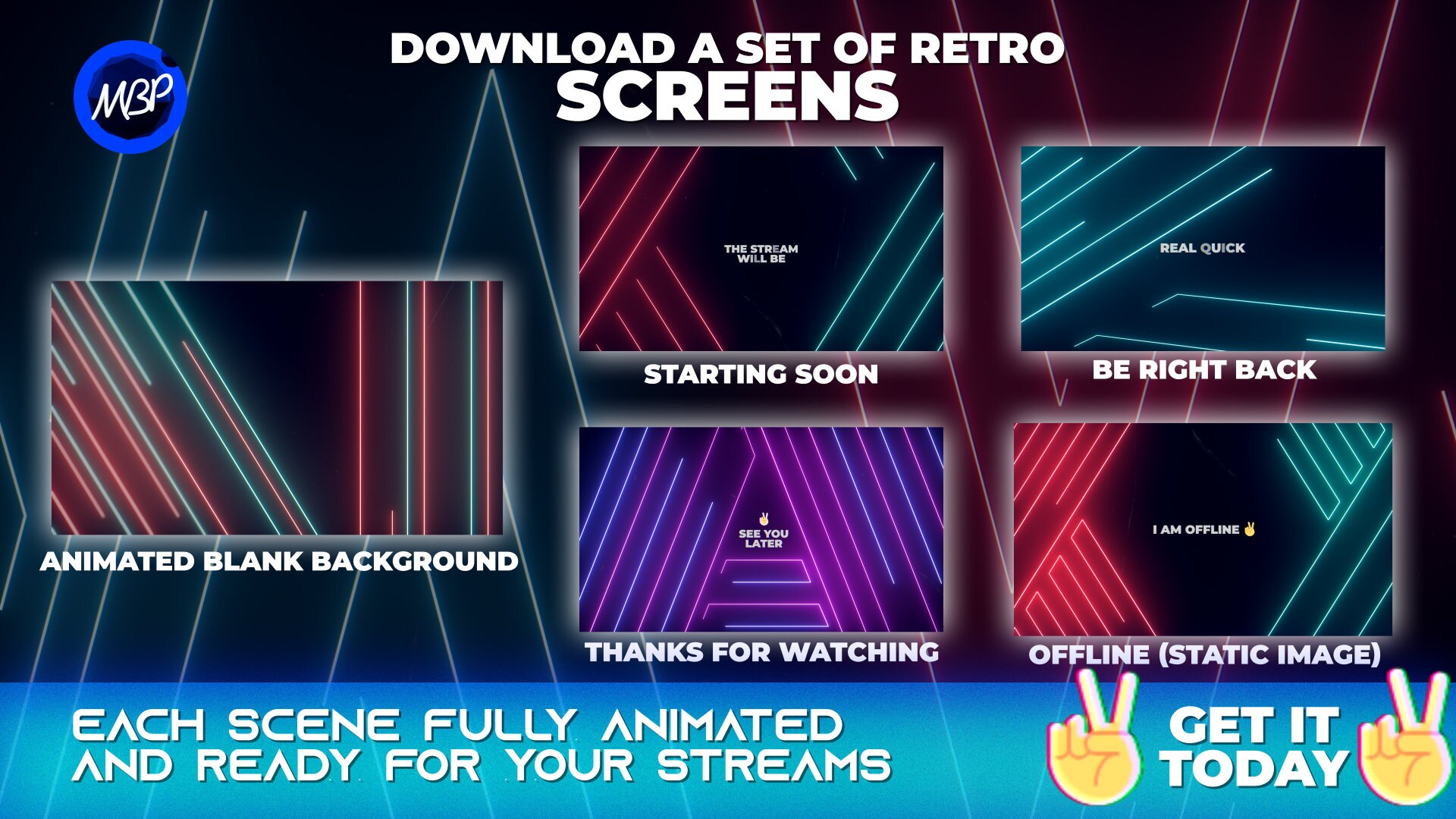 Neon Retrowave Animated Stream Scene Pack for Twitch 5 High - Etsy