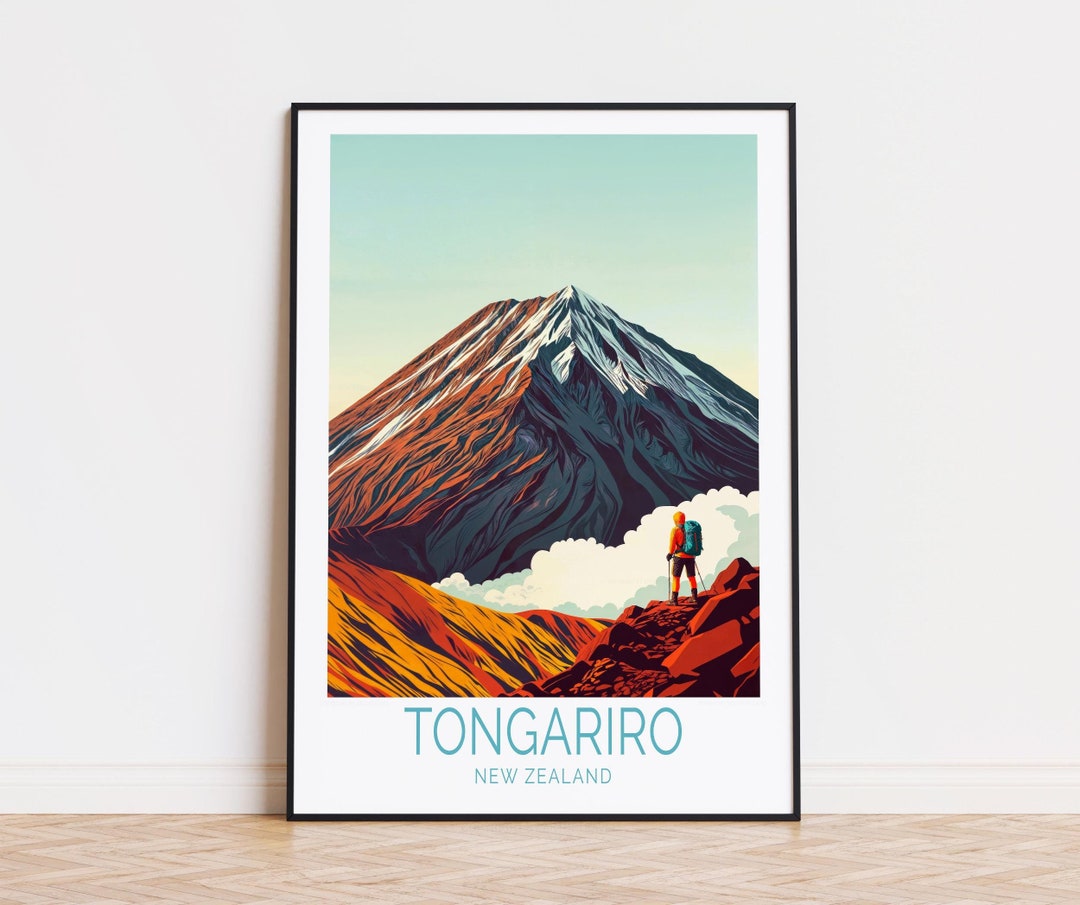 Tongariro Travel Poster, New Zealand Wall Art, Mount Tongariro New ...