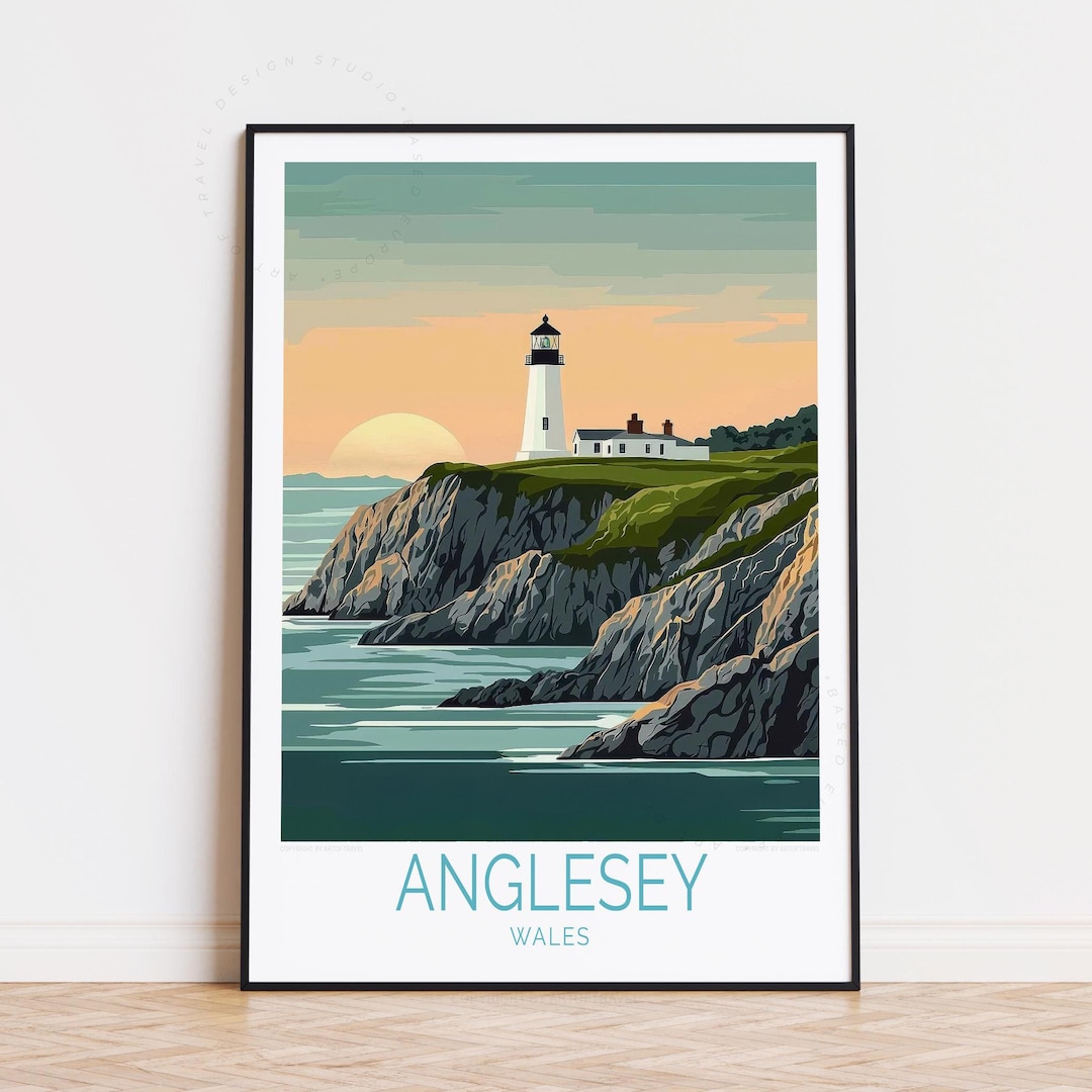 Anglesey Wales Travel Poster, Wales Wall Art, Anglesey Print, Home ...