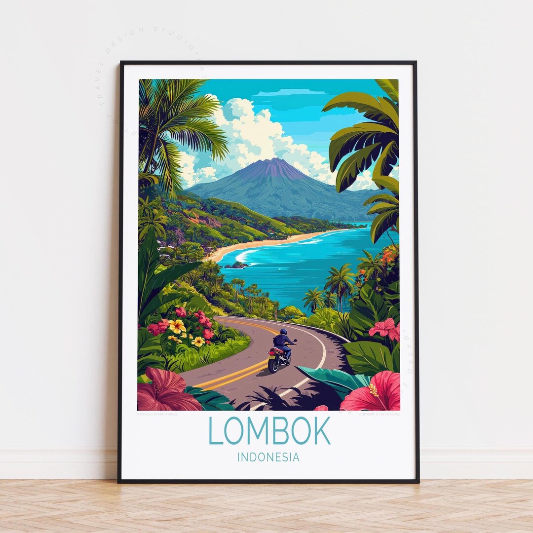 Lombok Indonesia Travel Poster, Indonesia Wall Art, Lombok Print ...