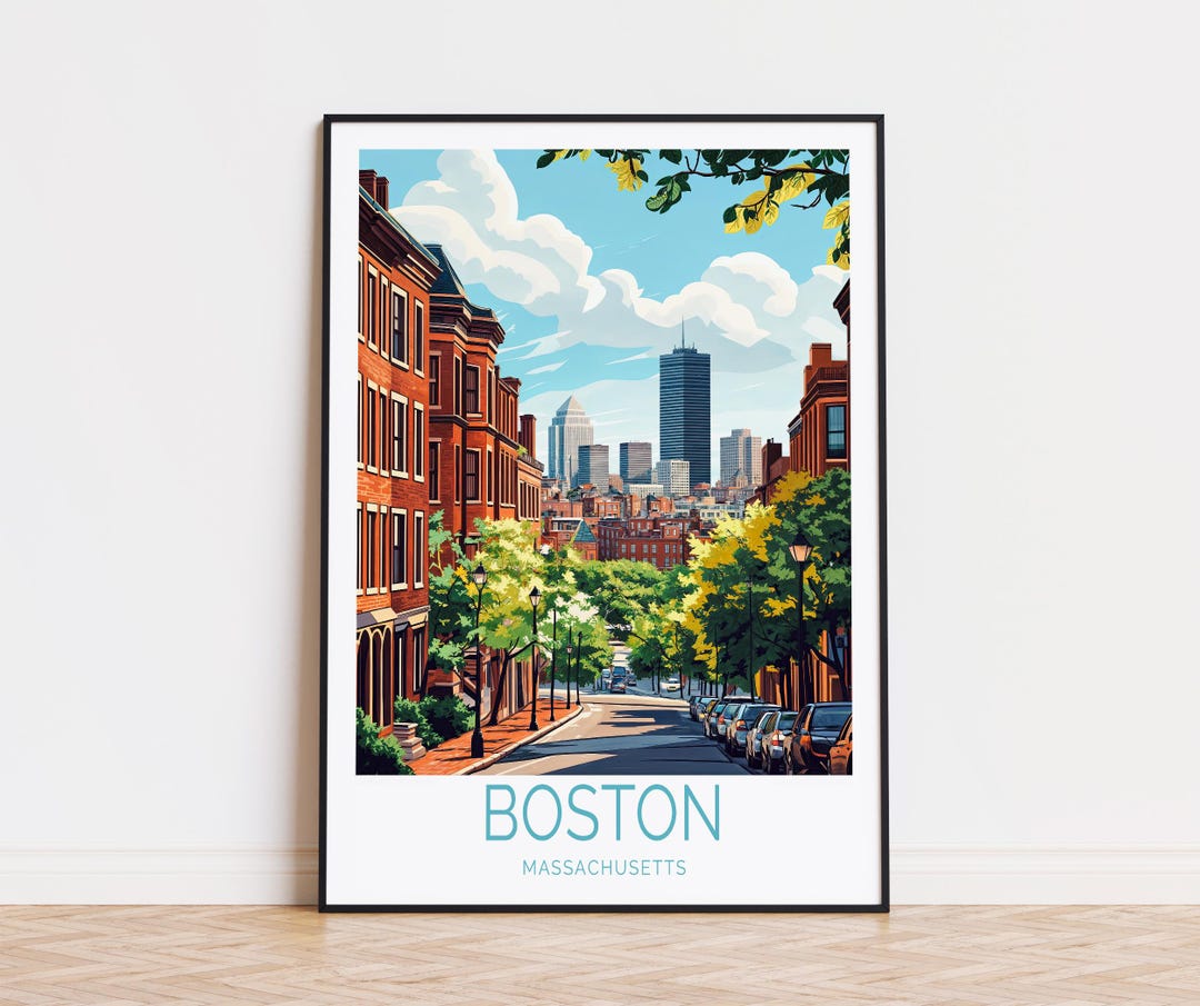 Boston Travel Poster, Massachusetts Boston Travel Print, Massachusetts ...