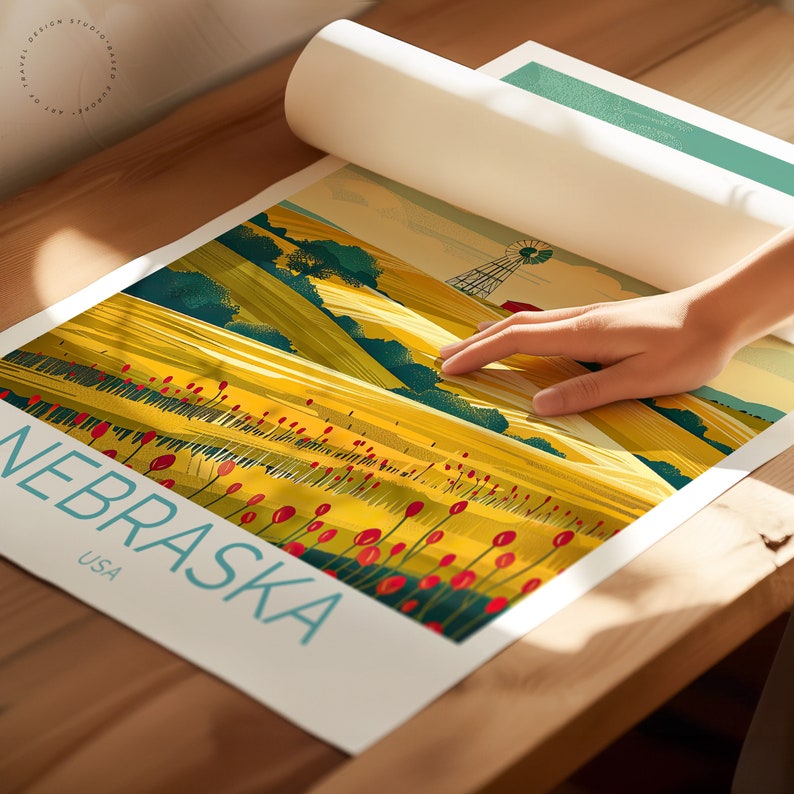 Nebraska Travel Poster, USA Nebraska Wall Art, USA Custom Travel Poster ...