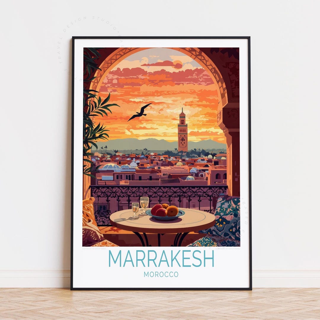 Marrakesh Travel Poster, Morocco Wall Art, Marrakesh Morocco Print ...