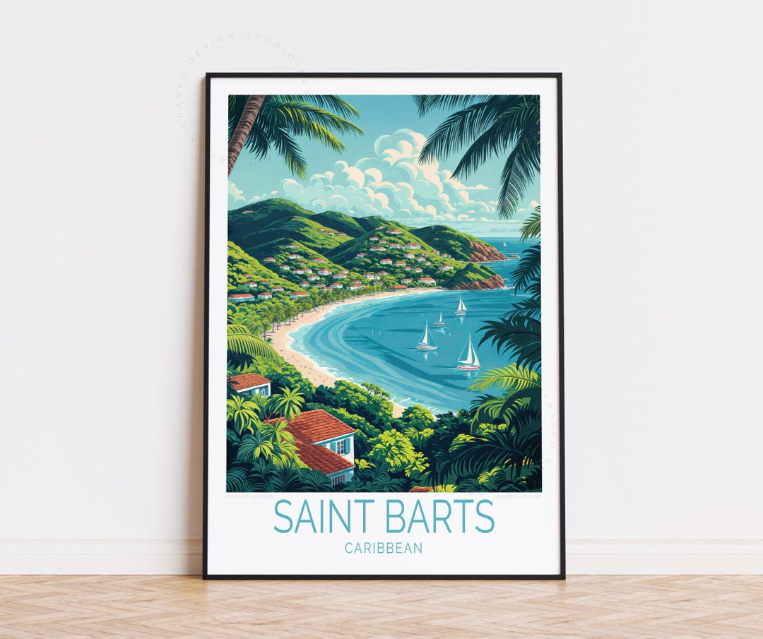 Saint Barts Travel Poster, Caribbean Wall Art, Saint Barts Caribbean ...