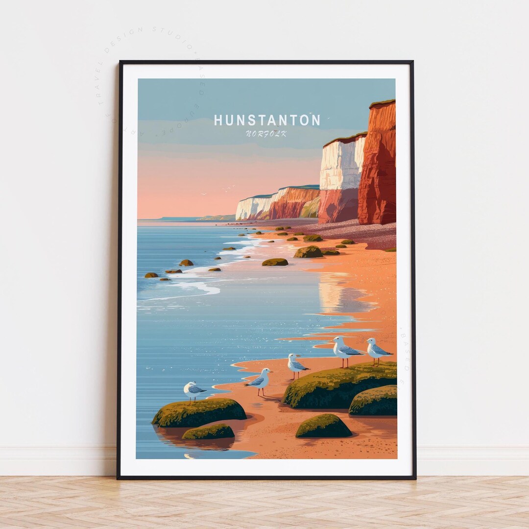 Hunstanton Travel Poster, England Wall Art, Hunstanton Norfolk Print ...