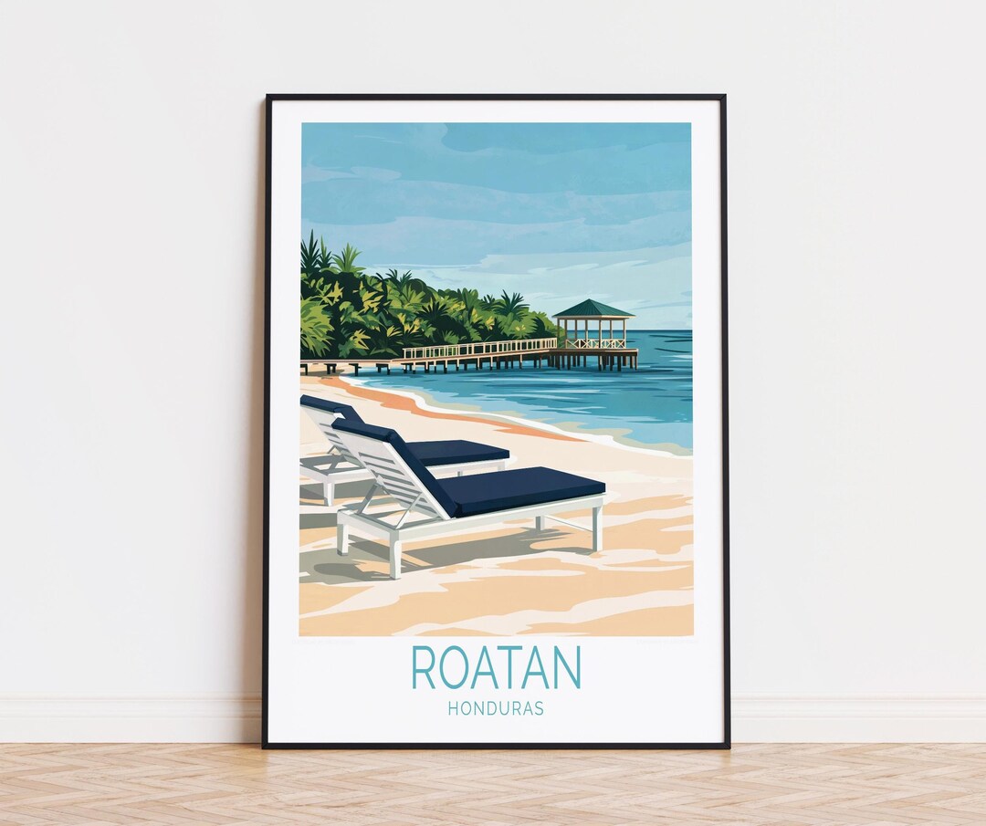 Roatan Honduras Travel Poster, Caribbean Wall Art, Roatan Print ...