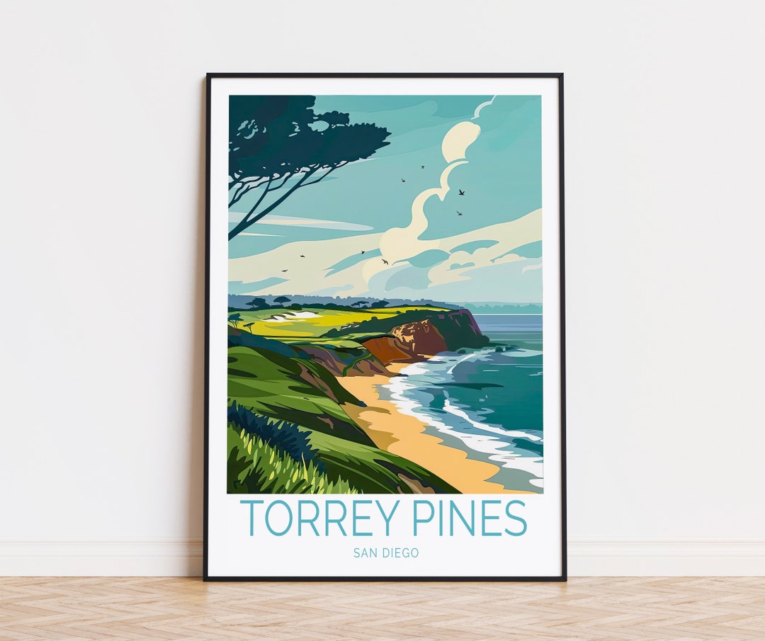 Torrey Pines San Diego Travel Poster, California Wall Art, Torrey Pines ...