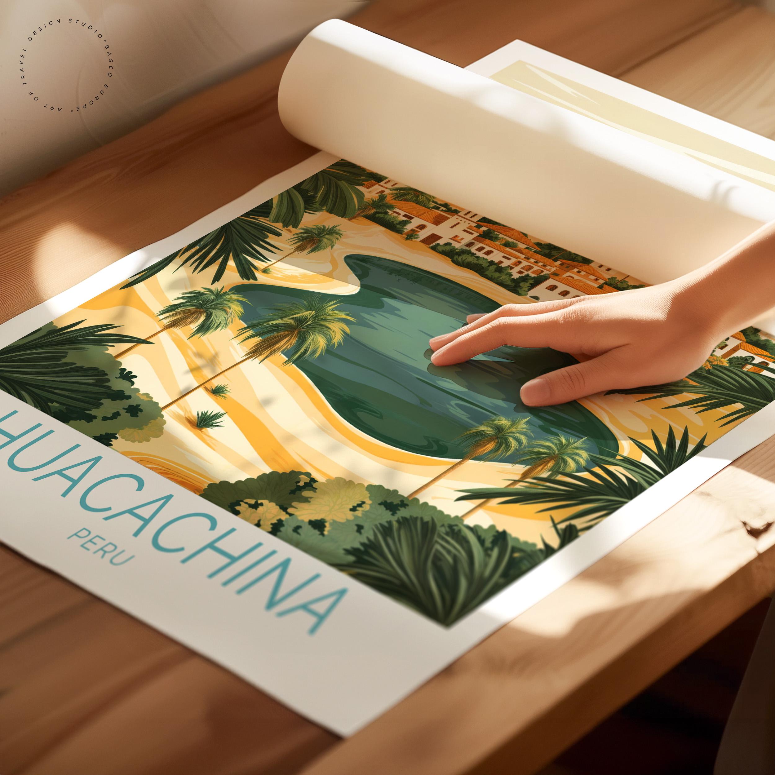 Huacachina Travel Poster, Peru Wall Art, Huacachina Peru Print, Peru ...