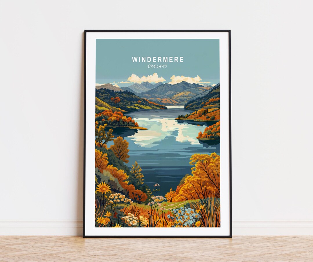 Windermere Travel Poster, England Wall Art, Windermere England Print ...