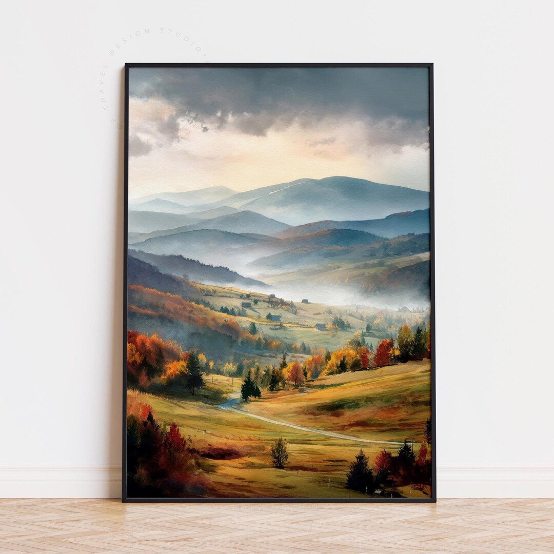 Bieszczady Poland – Watercolor Travel Poster Print - Etsy