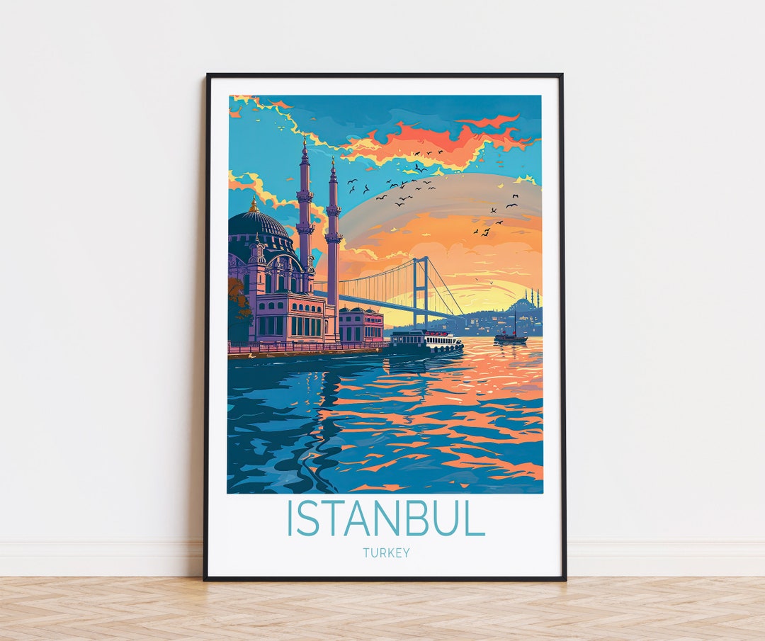 Istanbul Turkey City Print, Turkey Travel Wall Art, Istanbul Sunset ...