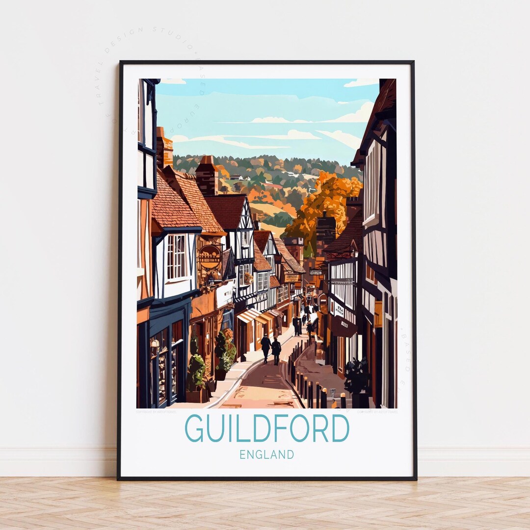 Guildford England Travel Poster, England Wall Art, Guildford Print ...