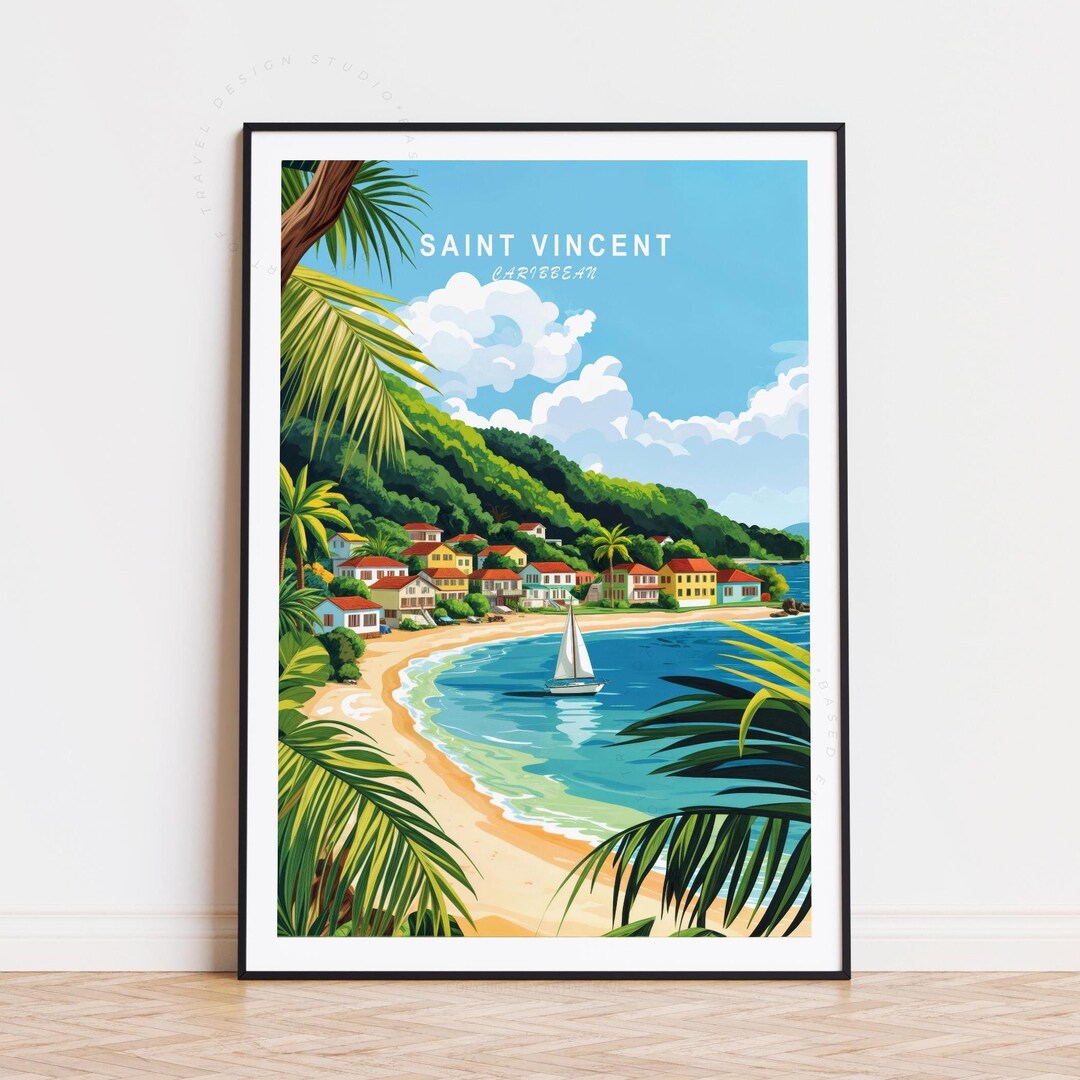 Saint Vincent Travel Poster, Caribbean Wall Art, Saint Vincent Print ...