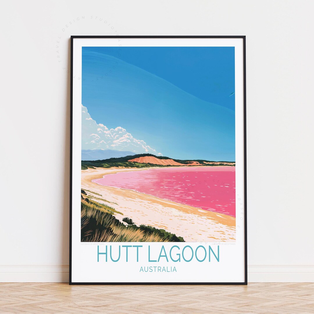Hutt Lagoon Australia Travel Poster, Australia Wall Art, Hutt Lagoon ...