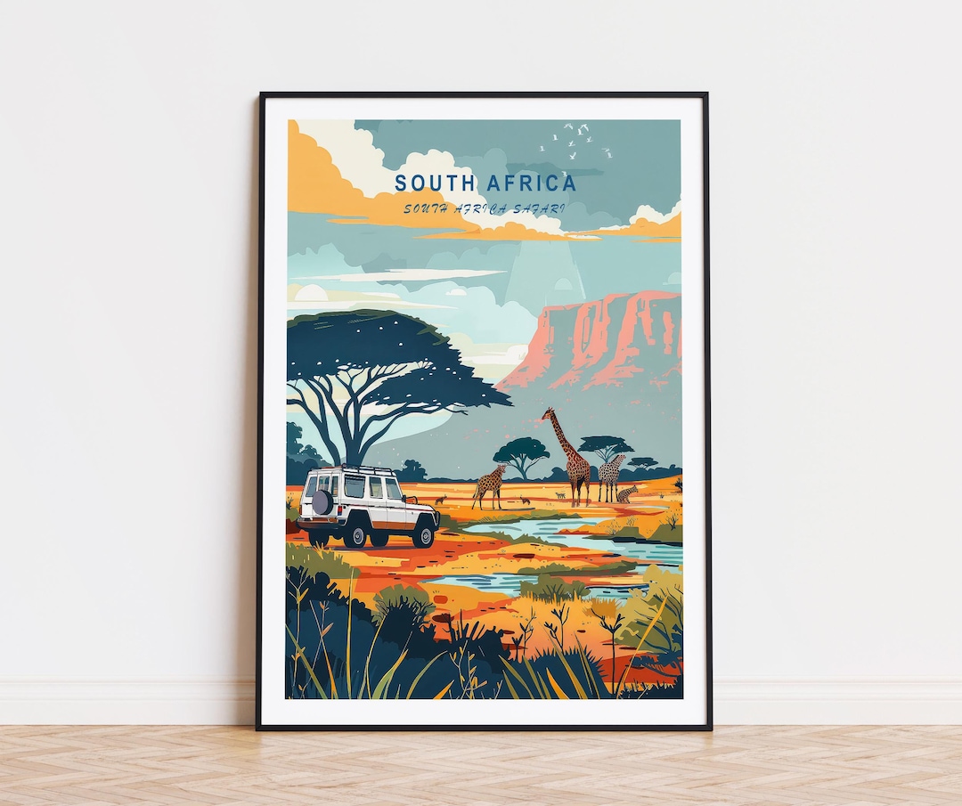 South Africa Travel Poster, Africa Wall Art, South Africa Safari Poster ...