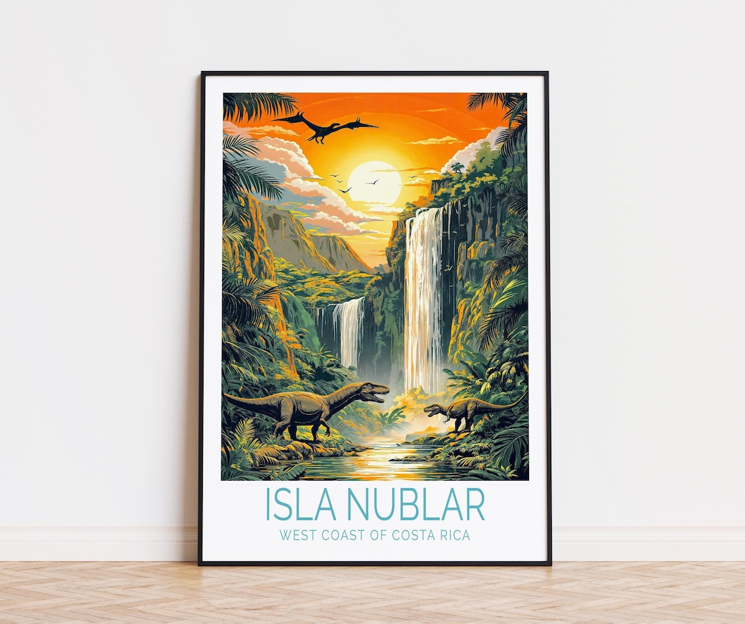 Isla Nublar Travel Poster, Fictional Islands Art, Jurassic Park Print ...