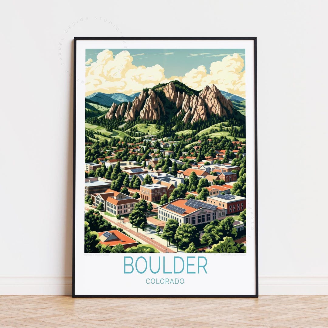Boulder Travel Poster, Colorado Wall Art, Boulder Colorado Print, Home ...