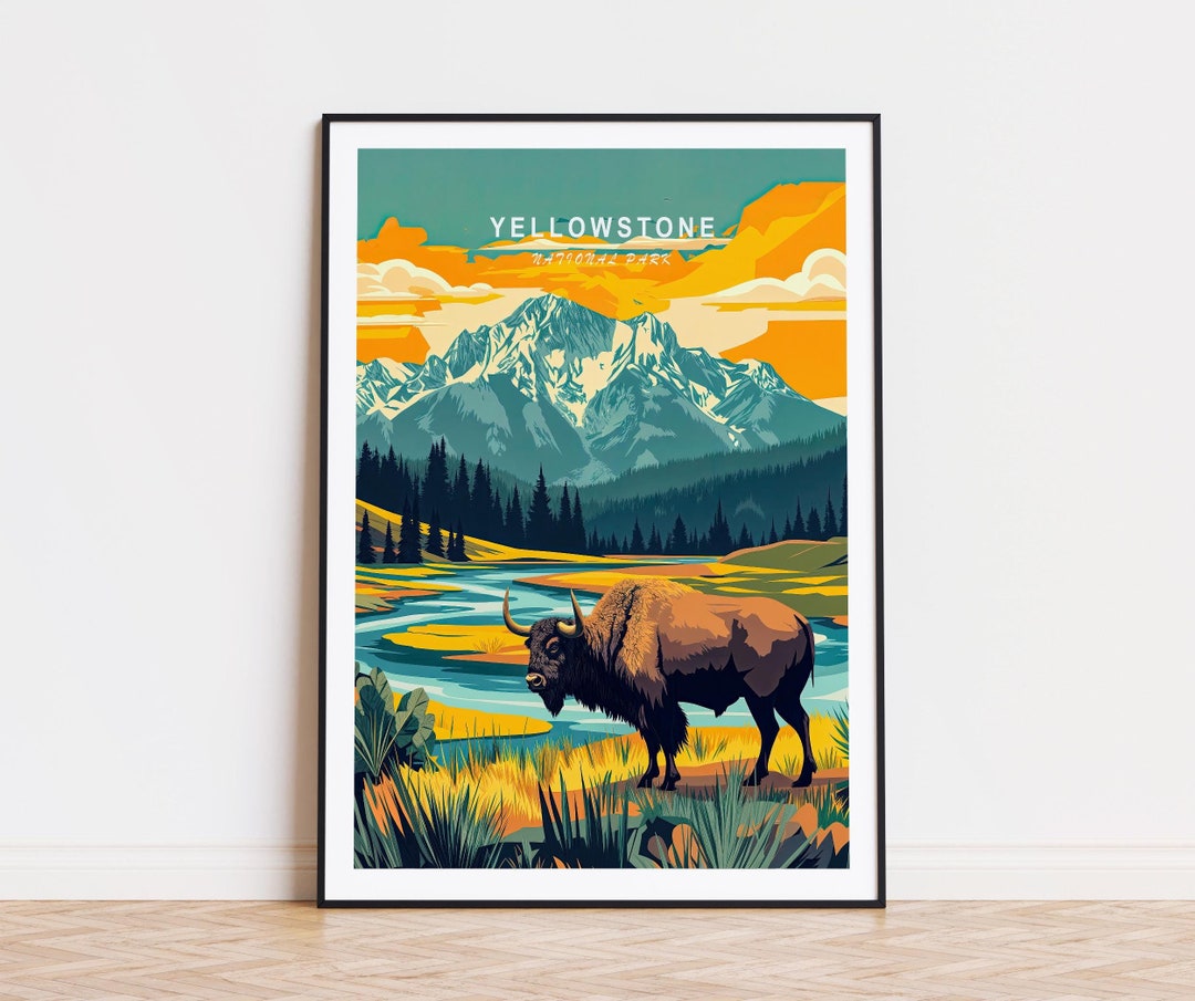 Yellowstone National Park Travel Poster, Yellowstone Print, National ...