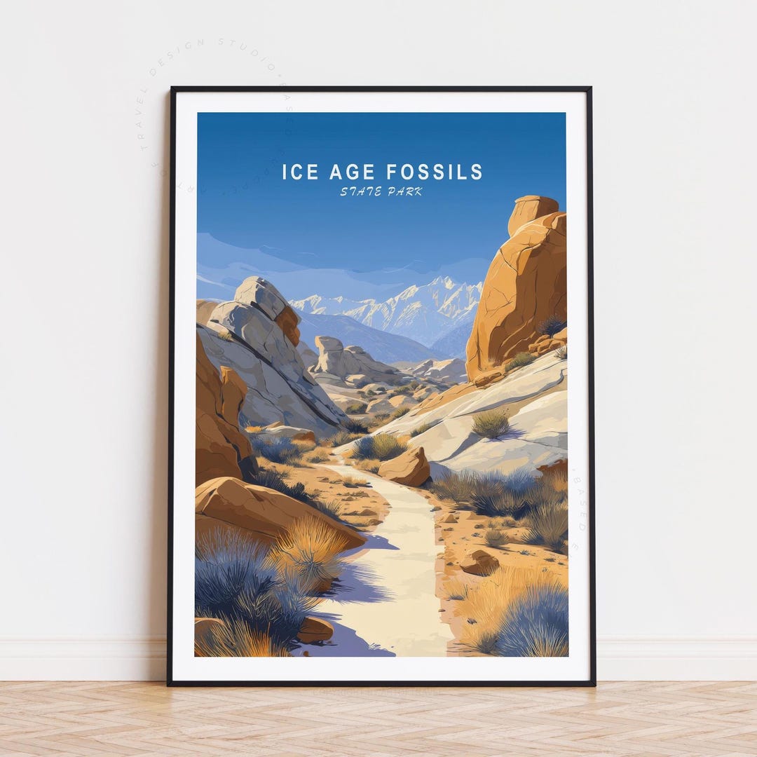 Ice Age Fossils Travel Poster, Nevada Wall Art, Ice Age Fossils State ...