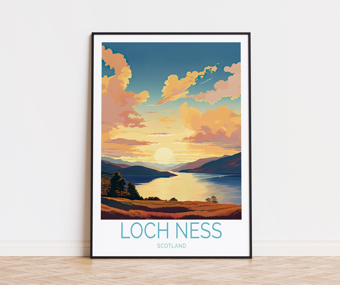 Loch Ness Travel Poster, Scotland Print, Scotland Loch Ness Island ...