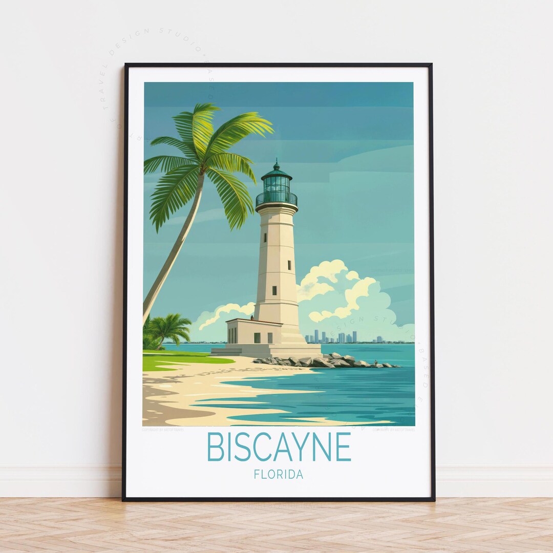 Biscayne Florida Travel Poster, Florida Wall Art, Biscayne National ...